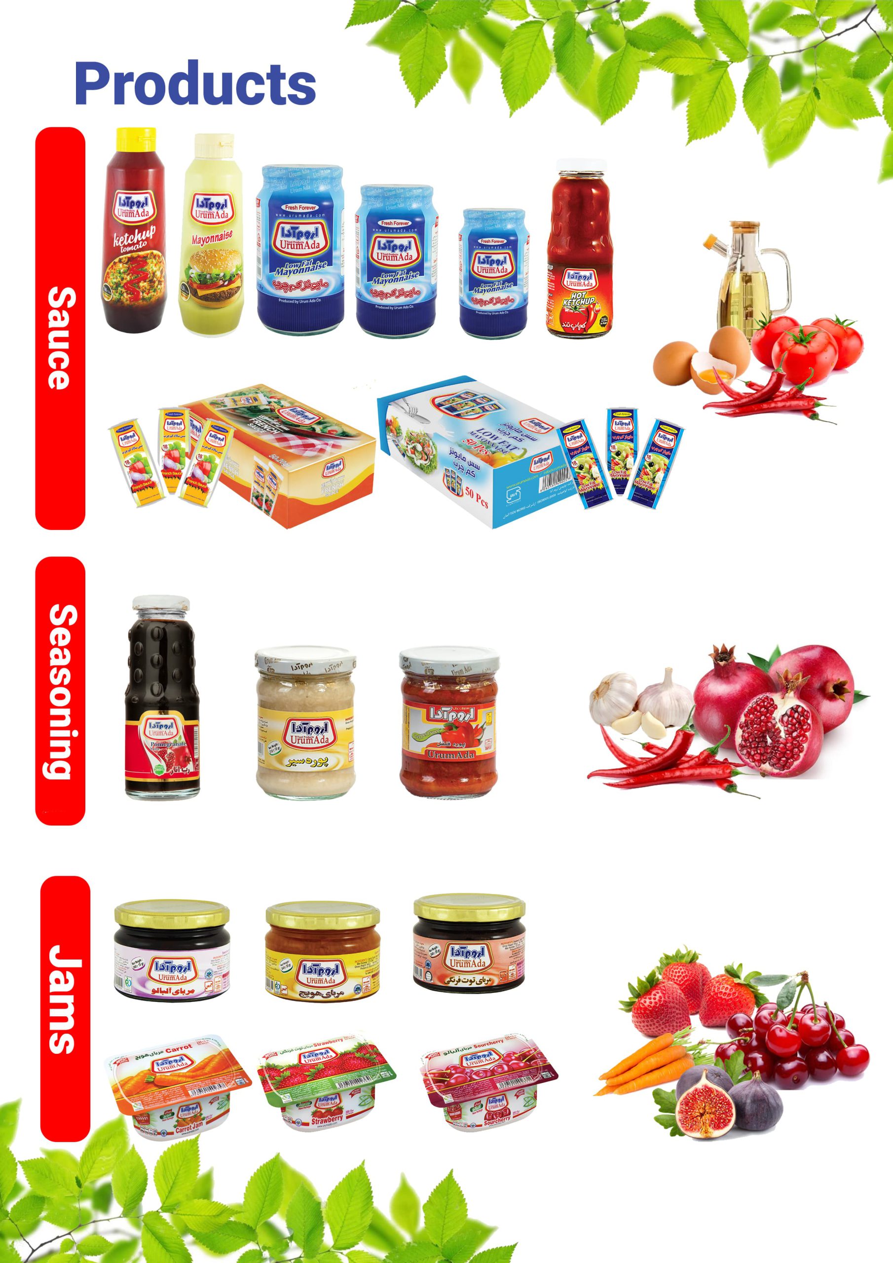 بروشور محصولات اروم آدا - صنایع غذایی اروم آدا